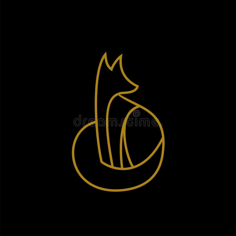 Fox Gold Line Logo Icon Designs Vector Stock Illustration ...