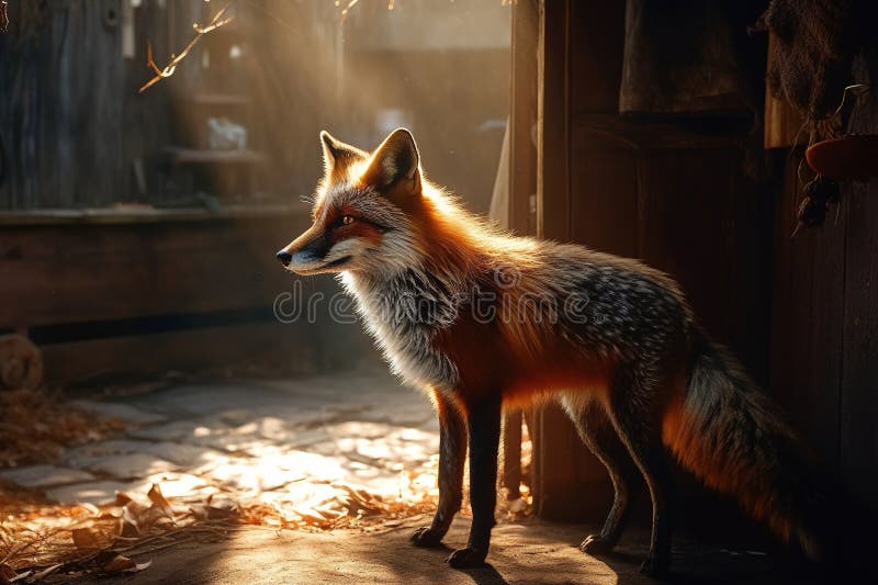 Fox that Has Entered a Chicken Coop. Generative AI Stock Illustration ...