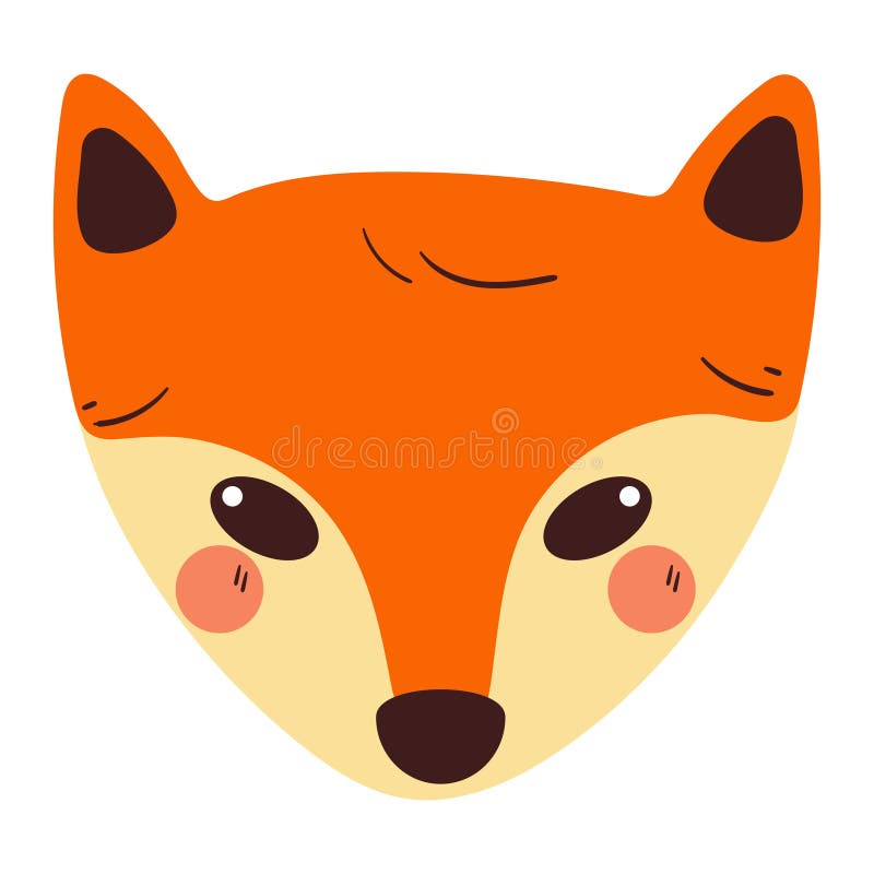 Hand Drawing Cartoon Fox Head. Animal Cartoon for Sticker Stock Vector ...
