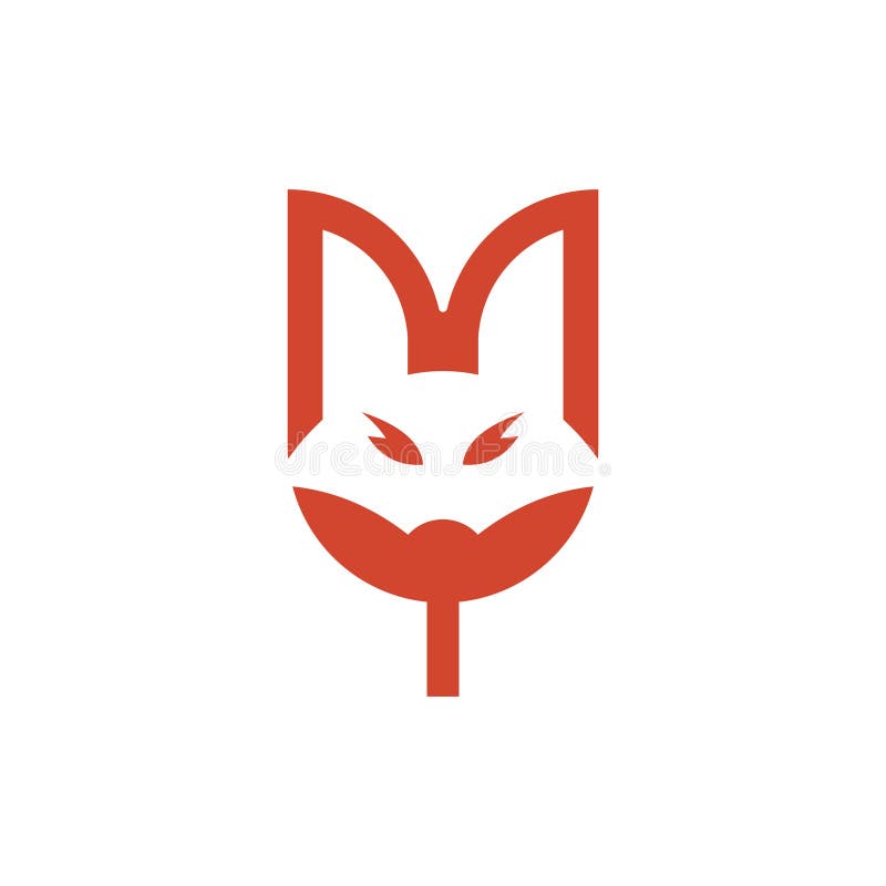 Fox Head Animal with Tulip Rose Creative Logo Stock Vector ...