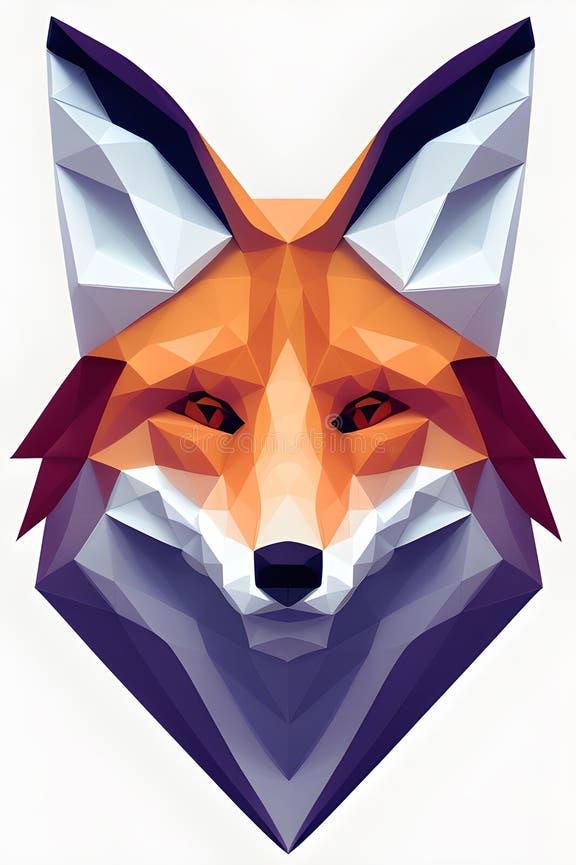 Fox Head Logo in a Simple Vector Style with Low Poly Color Shading and ...