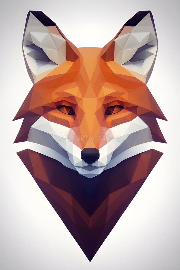 Fox Head Logo in a Simple Vector Style with Low Poly Color Shading and ...