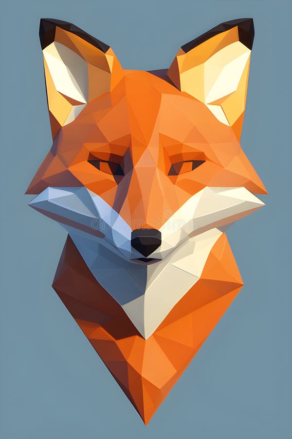 Fox Head Logo in a Simple Vector Style with Low Poly Color Shading and ...