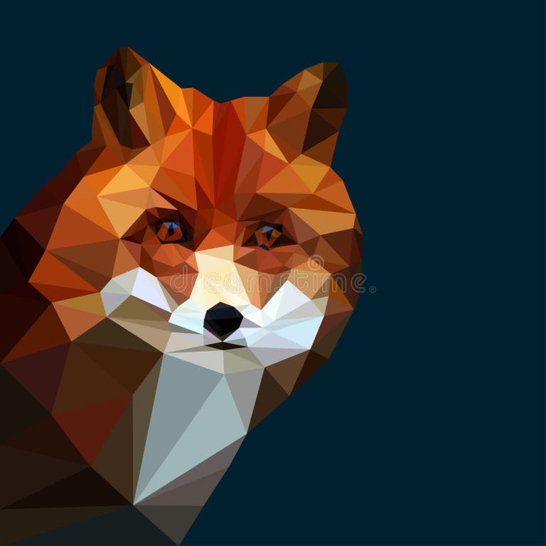 Fox head low poly stock vector. Illustration of card - 91771963