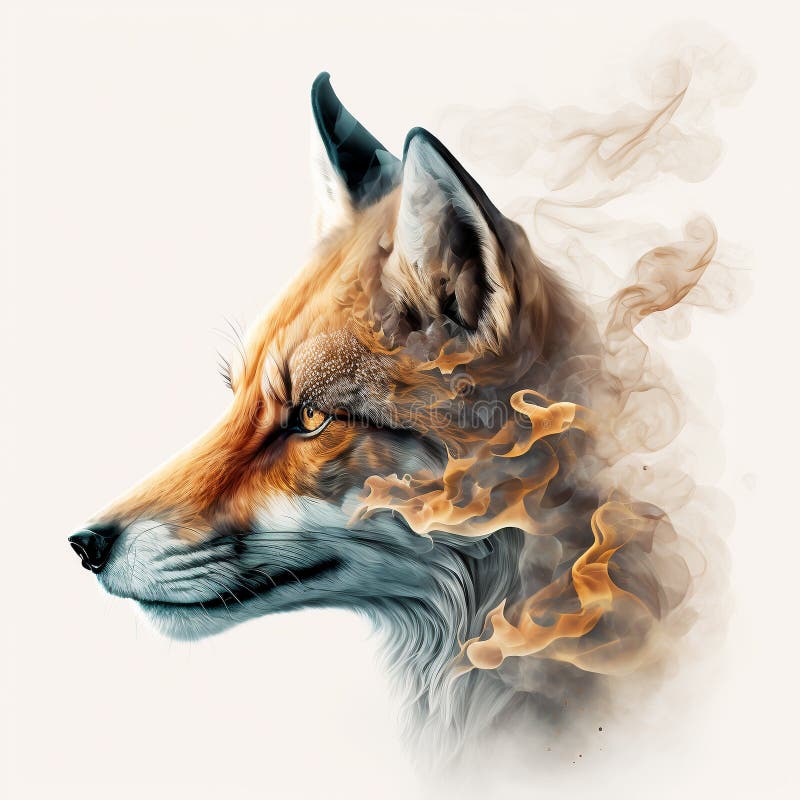 Fox Head with Smoke, Particles - Close Up - AI Generated Stock ...