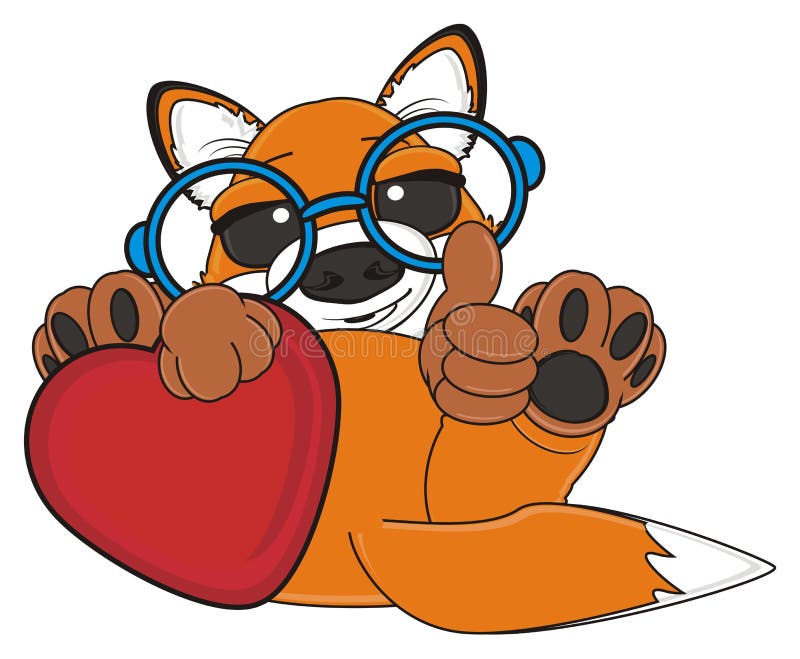 Fox with heart stock illustration. Illustration of animal - 78156693