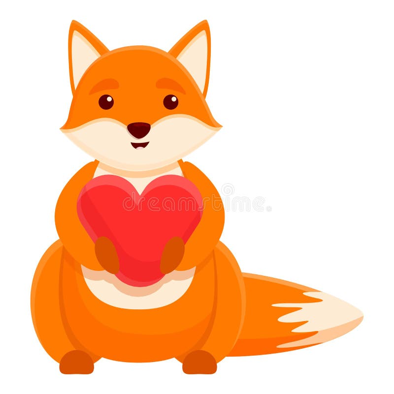 Fox with Heart Icon, Cartoon Style Stock Vector - Illustration of ...