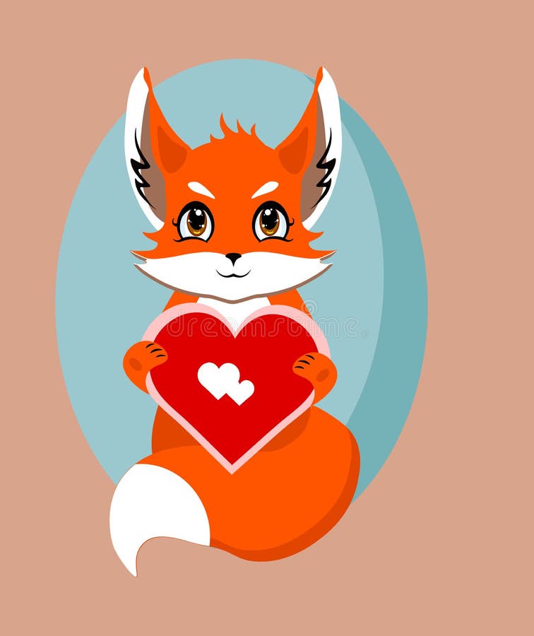 Fox with Heart in Love Isolated, Vector Illustration Stock Vector ...