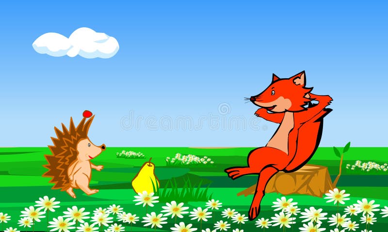 Fox and the Hedgehog- Illustrator Stock Illustration - Illustration of ...