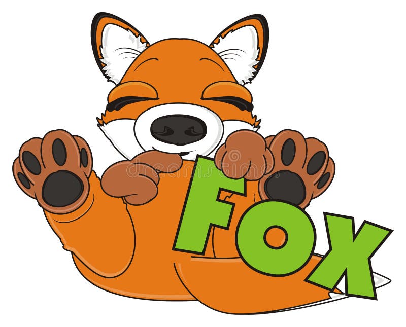 Fox hold a green word fox stock illustration. Illustration of letters ...
