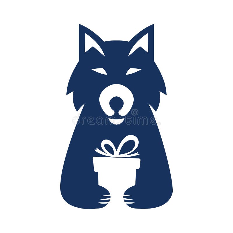 Fox Holding a Gift Negative Space Logo Vector Icon Illustration Stock ...