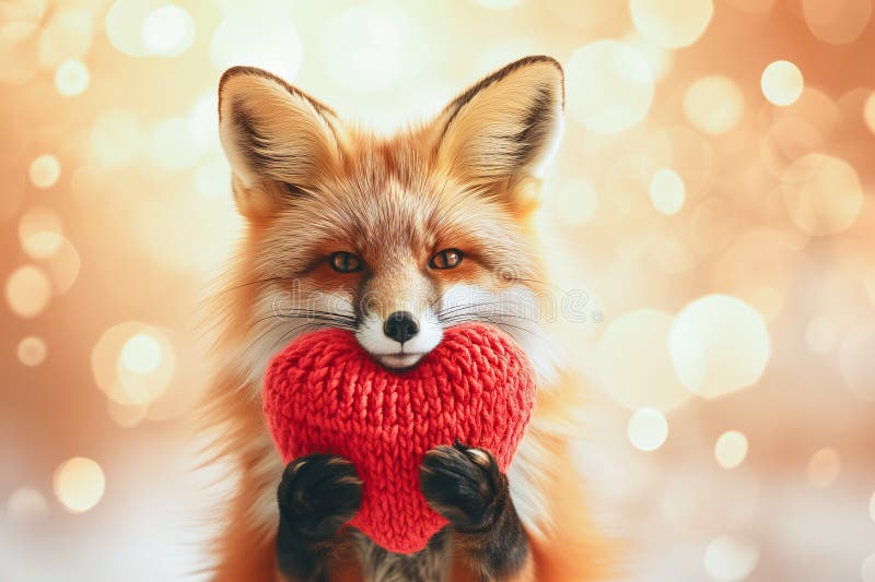 Fox Holding a Heart Close To Its Chest in a Tender Display of Affection ...