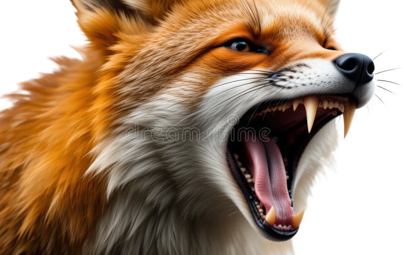 A Fox Howling and Showing Its Sharp Canine Teeth, Isolated on ...