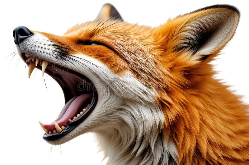 A Fox Howling and Showing Its Sharp Canine Teeth, Isolated on ...