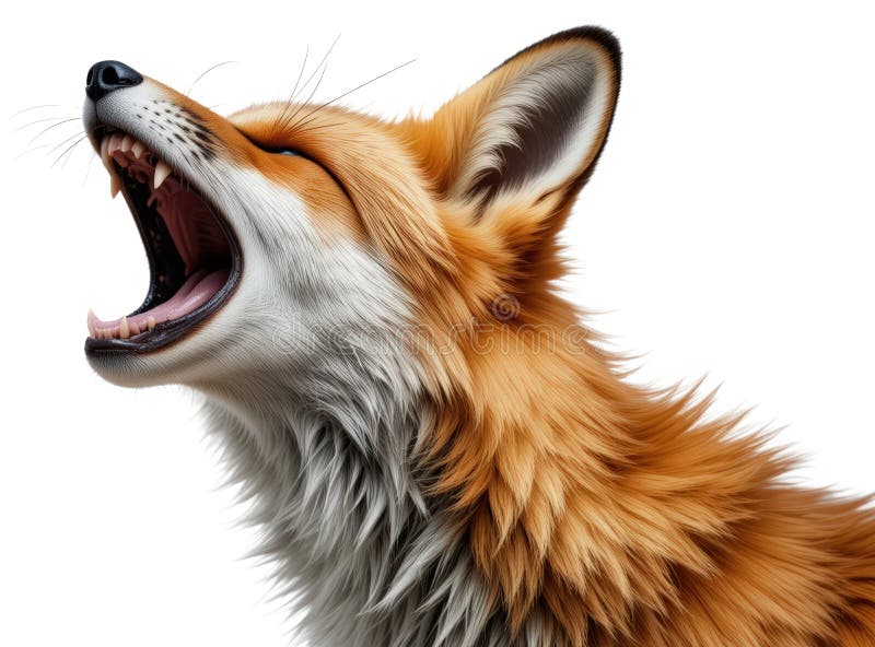 A Fox Howling and Showing Its Sharp Canine Teeth, Isolated on ...