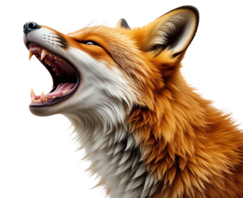 A Fox Howling and Showing Its Sharp Canine Teeth, Isolated on ...