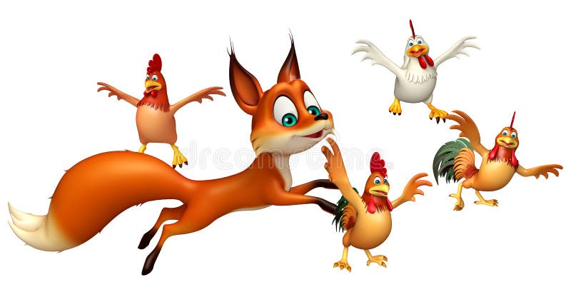 Fox hunting Chicken stock illustration. Illustration of domestic - 70067541