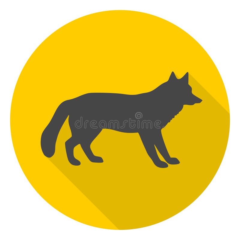 Fox icon with long shadow stock illustration. Illustration of nature ...