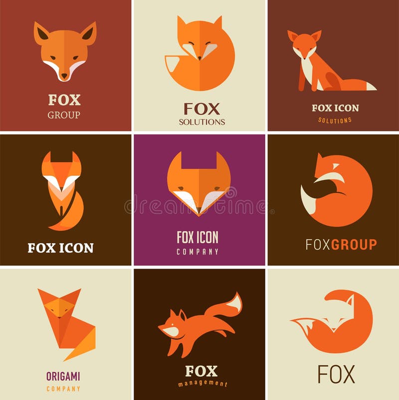 Fox Icons, Illustrations and Elements Stock Vector - Illustration of ...