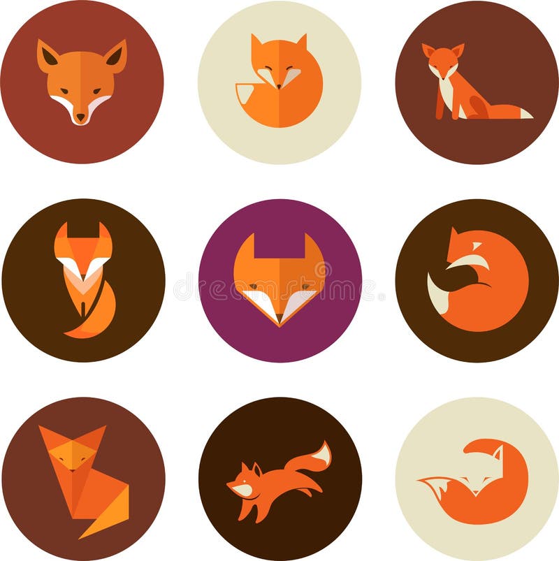 Fox Icons, Illustrations and Elements Stock Vector - Illustration of ...