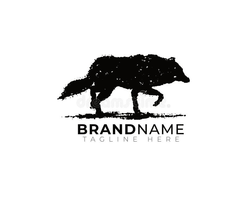 Running Walking Wolf Observing Prey in Black Inksplash Silhouette Style ...