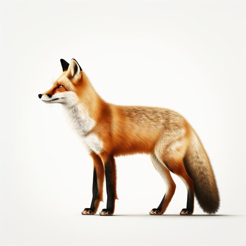 Minimalist Full Body Fox on White Isolated Background Image Stock ...