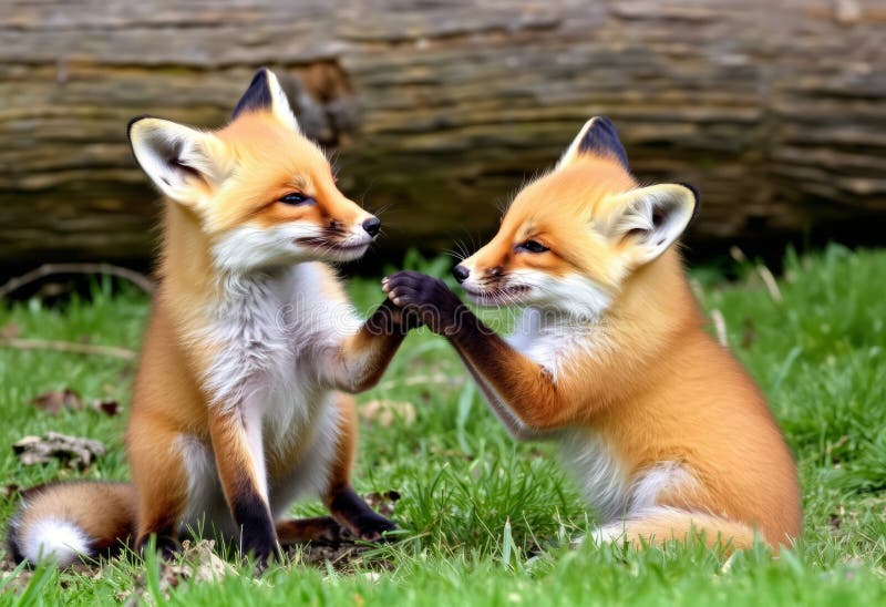 Fox Kit Play the Playful Interactions of Fox Kits Under Parental Stock ...