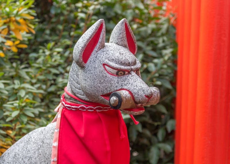 Fox Kitsune Messenger of the God Inari Japan Stock Image - Image of ...