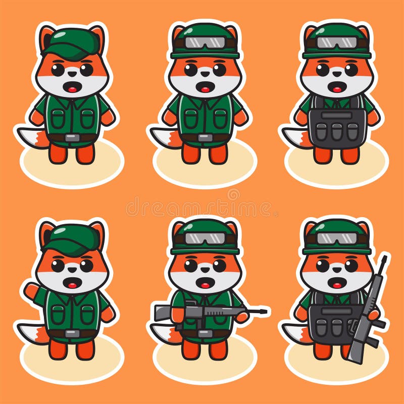 Vector Illustration of Cute Fox Soldier Cartoon. Stock Vector ...