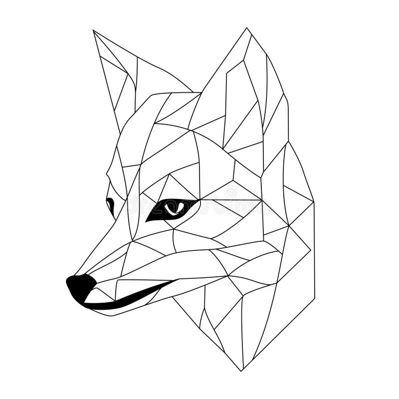 Fox Logo Design. Abstract Black Polygon Fox Head Stock Vector ...