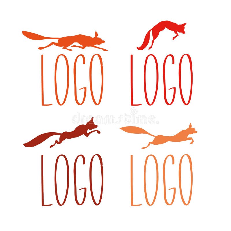 Fox logo silhouettes stock vector. Illustration of chase - 55612371