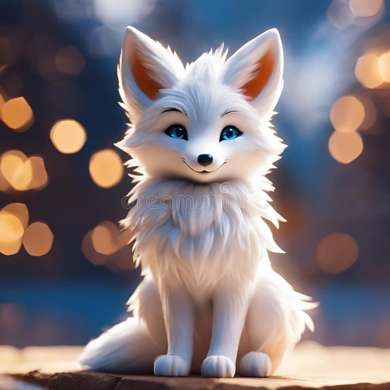 The Fox Looks Very Sad with Blue Eyes on Its Face Stock Illustration ...