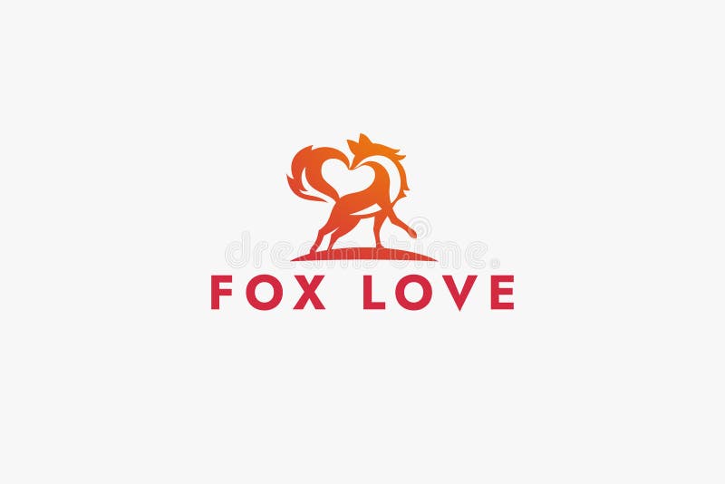 Fox Love Logo with a Silhouette of a Fox and a Heart in the Negative ...