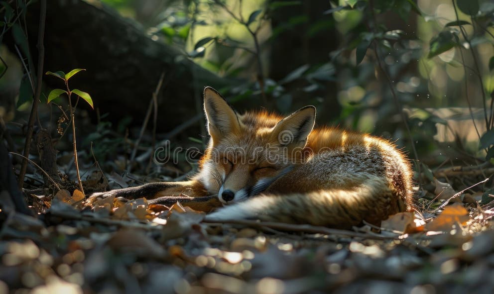 Fox Lying in the Shade, Dappled Sunlight Stock Photo - Image of beauty ...