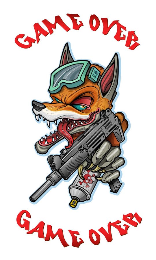 A Fox with a Machine Gun in His Paws Draws Graffiti Stock Vector ...