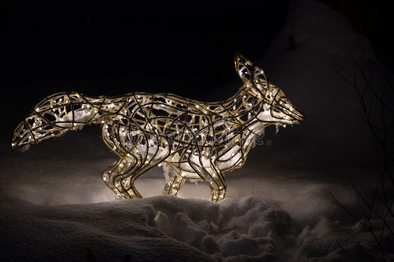 Fox Made of Lights in Public Park Kumla Sweden Stock Image - Image of ...