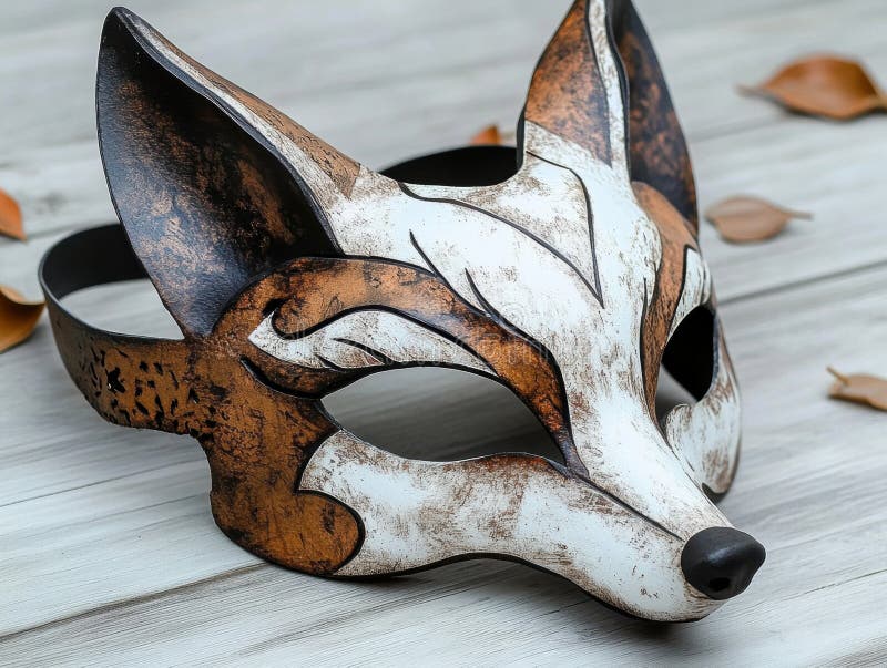 Fox Mask with a Brown and White Design Stock Illustration ...