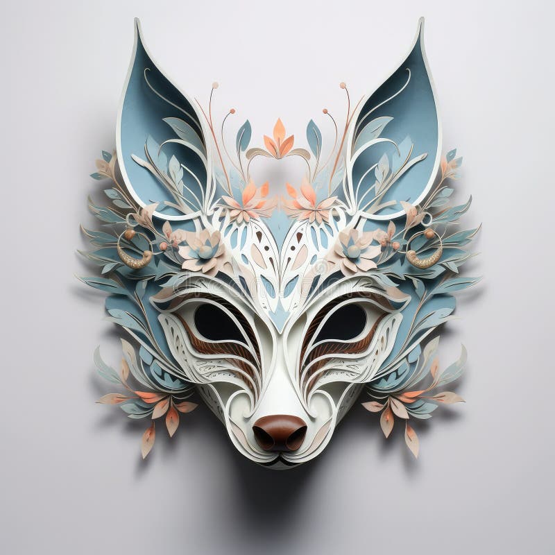 Fox Masks Paper Crafted Style. AI Generative Stock Illustration ...