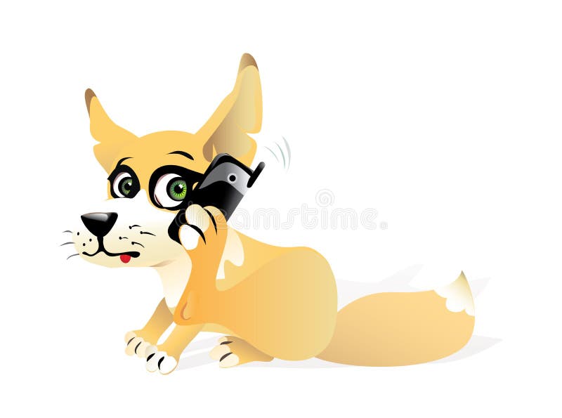 Fox with a mobile phone stock illustration. Illustration of telephone ...