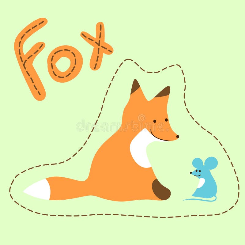Fox and mouse. stock illustration. Illustration of product - 91469781