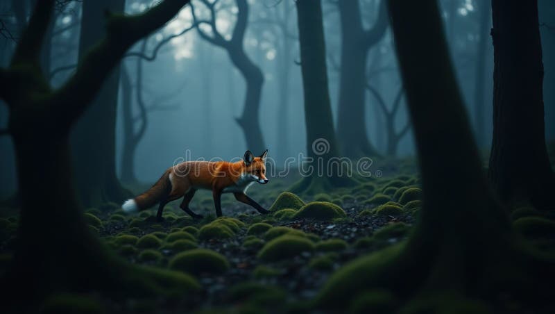 The Whispering Fox: a Tale of Shadows Stock Illustration - Illustration ...
