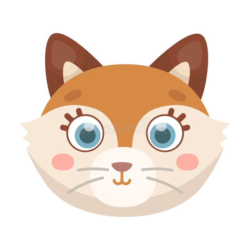 Fox Muzzle Icon in Cartoon Style on White Background. Animal Muzzle ...