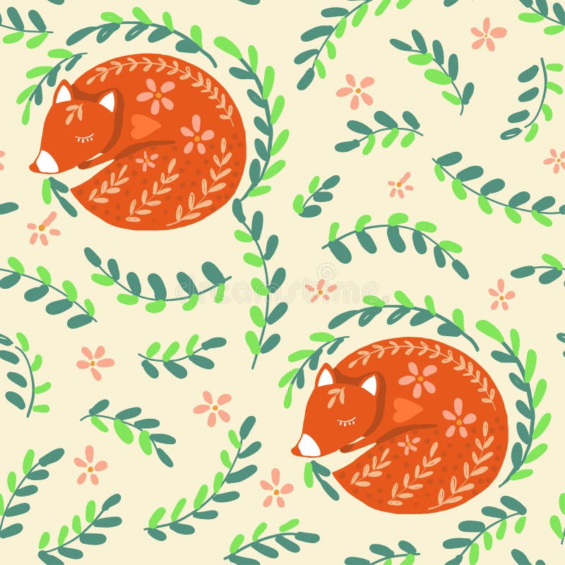 Fox seamless pattern stock vector. Illustration of happy - 154778478
