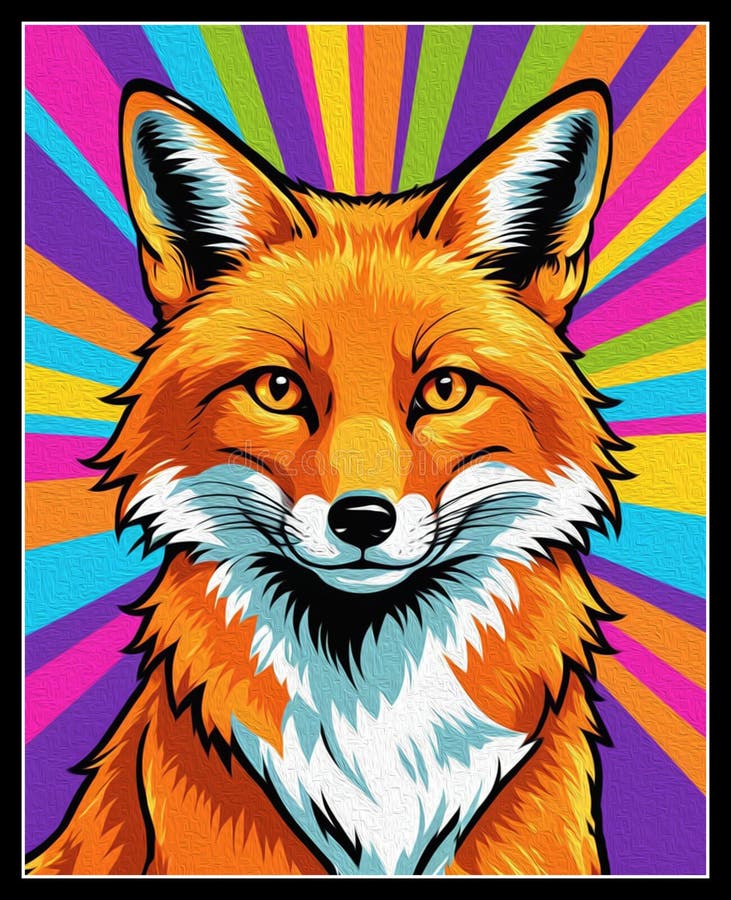 Fox . Oil Painting . Printable Pattern for Wall Decorations , Covers ...