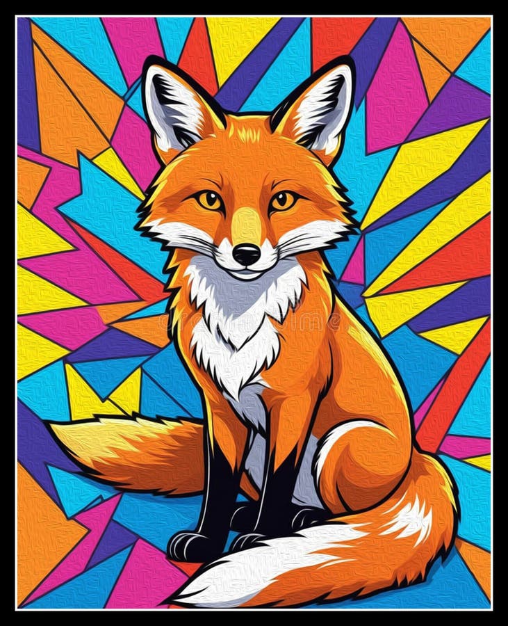 Fox . Oil Painting . Printable Pattern for Wall Decorations , Covers ...