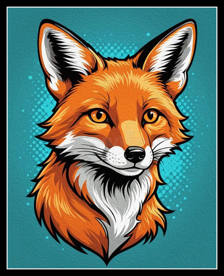 Fox . Oil Painting . Printable Pattern for Wall Decorations , Covers ...