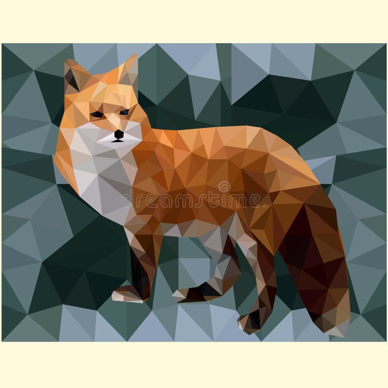 Vector Fox in Low Poly Style on a Dark Green Background Stock Vector ...