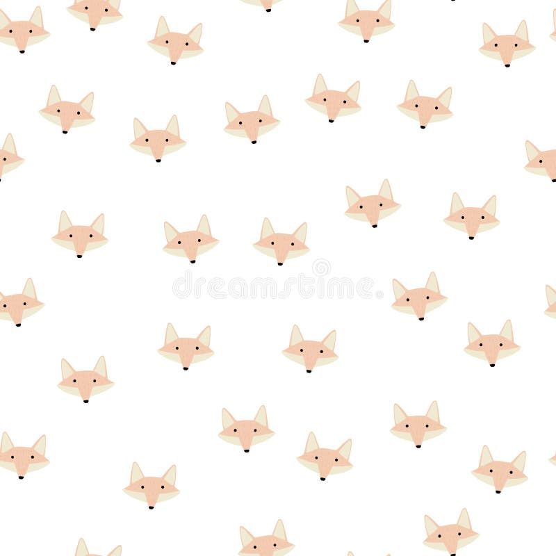 Fox Pattern Seamless in Freehand Style. Head Animals on Colorful ...