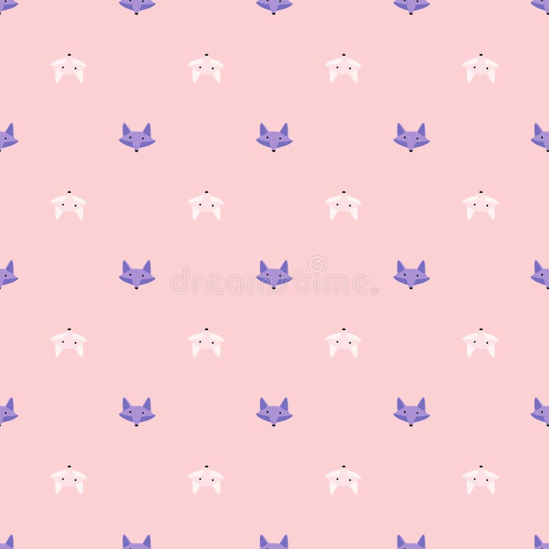 Fox Pattern Seamless in Freehand Style. Head Animals on Colorful ...