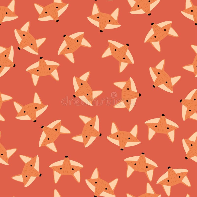 Fox Pattern Seamless in Freehand Style. Head Animals on Colorful ...